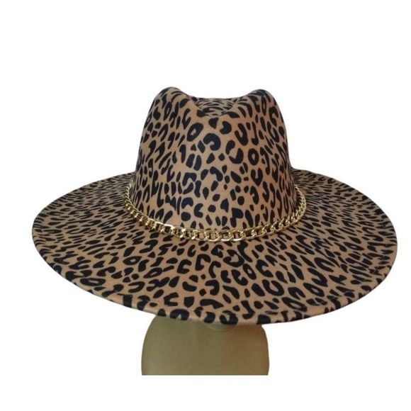 Accessories | Wide Brim Leopard Printfelt Fedora Hat With Removable ...